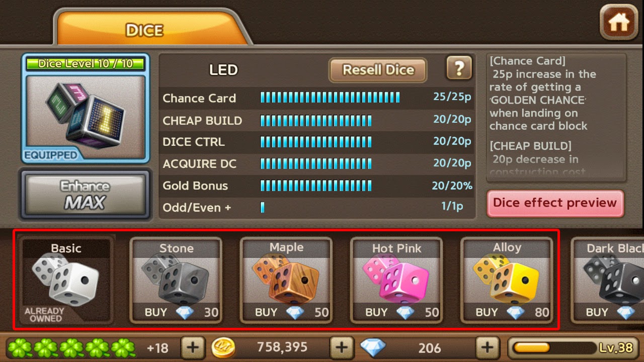 LINE Let's Get Rich Monopoly Guide: Dice - Dadu