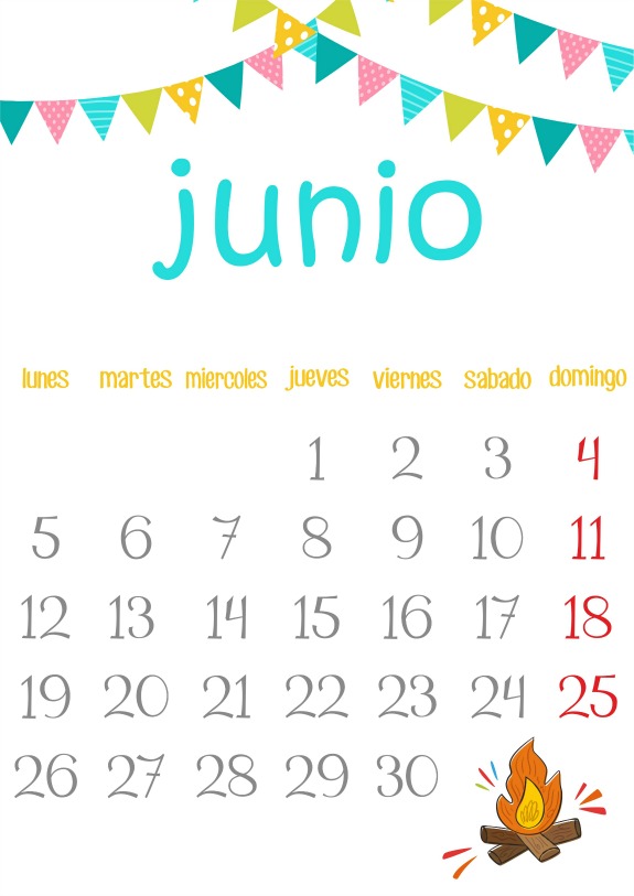 Imprimible: Calendario Junio 2017 - Niña Bonita