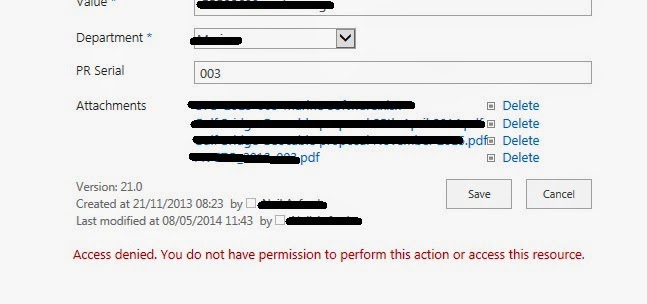 Za Sharepoint Access Denied Error While Editing Sharepoint 2013 List Item