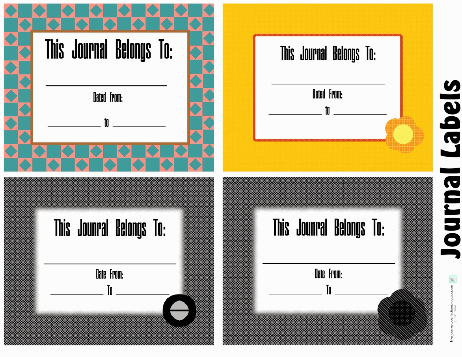 Life's Journey To Perfection: Journal Labels Printable