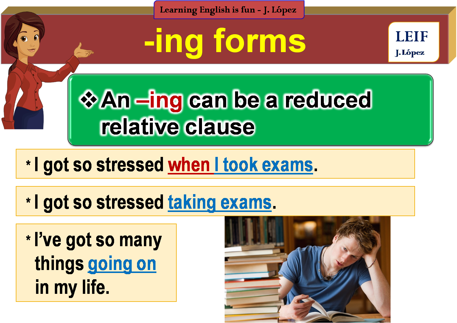 High Intermediate Level : U7: -ing forms