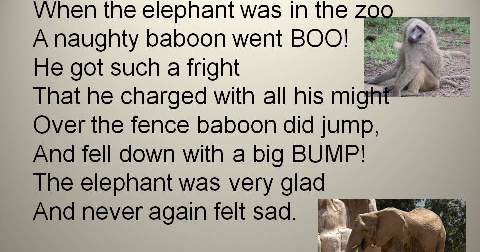 Mrs. Whillier's Wonder kids!: Elephant Poems