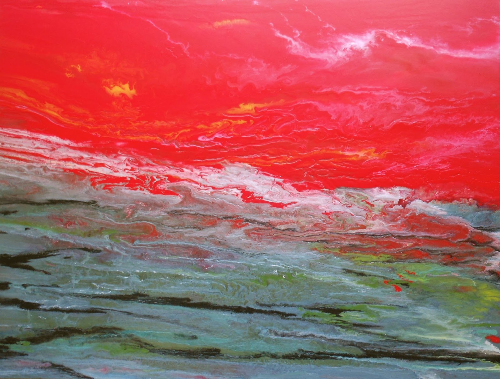 Seascape Artists International: "Red Sky Warning II" Original Abstract ...