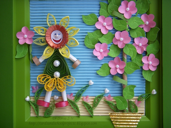 Cards and Crafts : Quilled Sunflower Girl