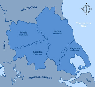 Thessaly Map Province Area | Map of Greece Regional Political Province