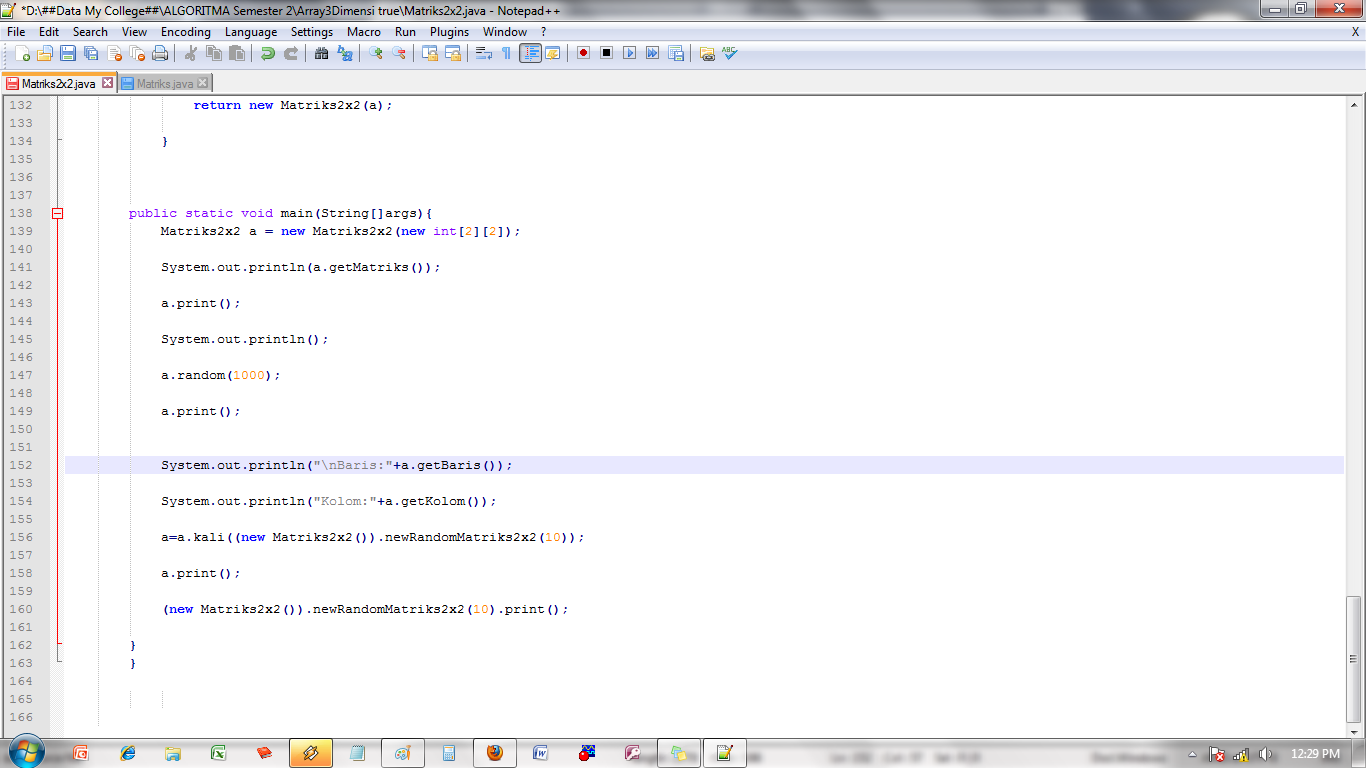 Praktikum 3 Matriks.java dan Matriks2x2.java - Biologizone