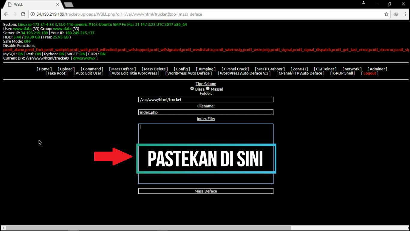 Cara deface banyak website sekaligus dengan satu klik