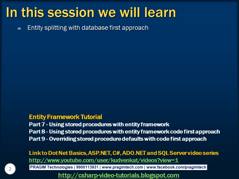 Sql Server And C Video Tutorial Part 10 Entity Splitting In Entity Framework