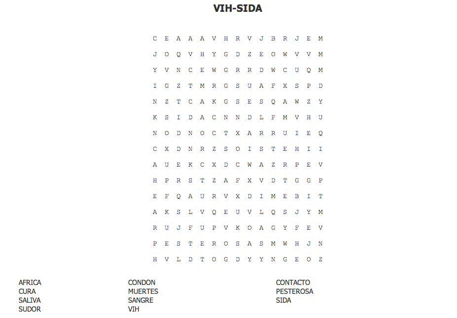 VIH-SIDA: Sopa de Letras