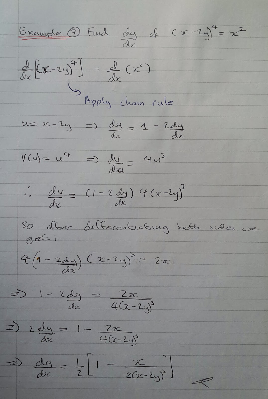 A Level Maths Notes: A2 Differentiation: Implicit Differentiation Part 4