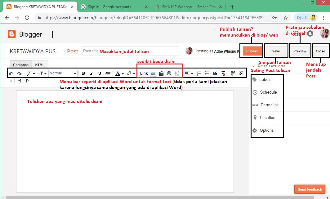 Panduan Posting Tulisan di Blogger ~ ade|EduBlog