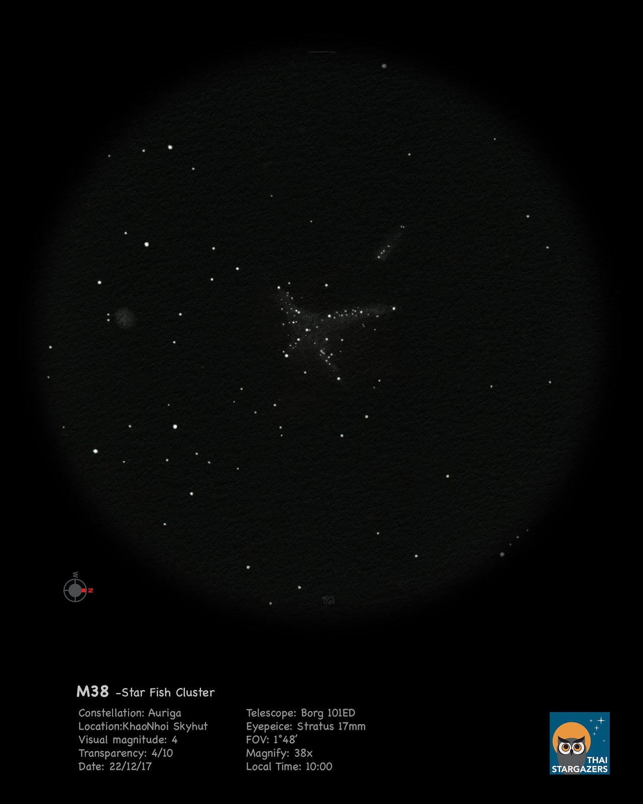 siamskies: Messier 38 Star Fish Cluster