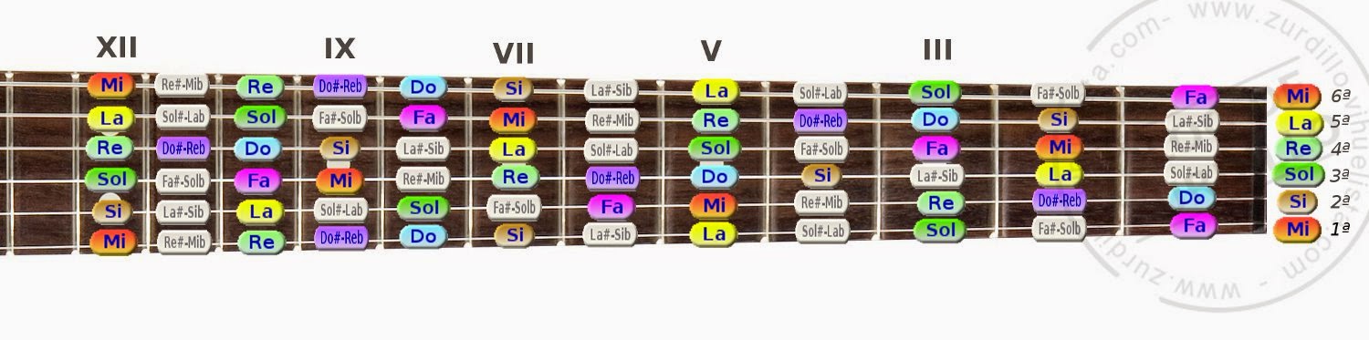 Clases de Guitarra : Pablo Bartolomeo: "Disposición de las notas en el ...