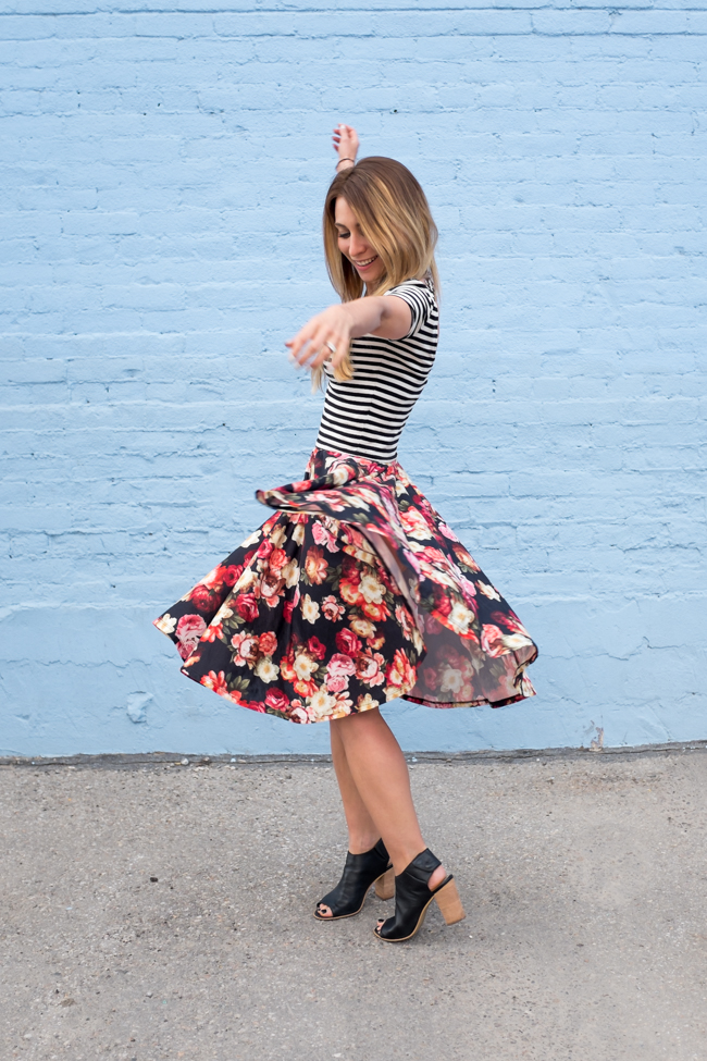 OOTD - Stripes And A Floral Skirt | La Petite Noob | A Toronto-Based ...