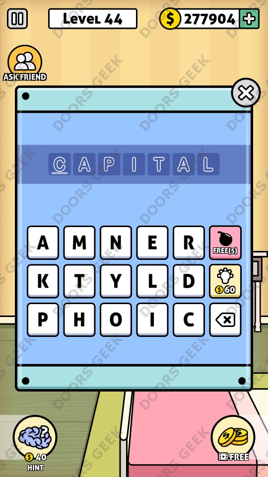 Escape Room: Mystery Word Level 44 Answer ~ Doors Geek