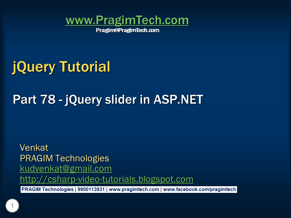 Sql server, .net and c# video tutorial: jQuery slider in asp.net