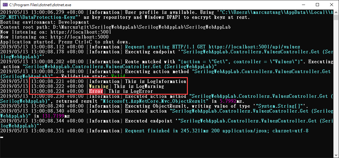 [NETCore] 在 ASP.NET Core Web API 中使用 Serilog ~ m@rcus 學習筆記