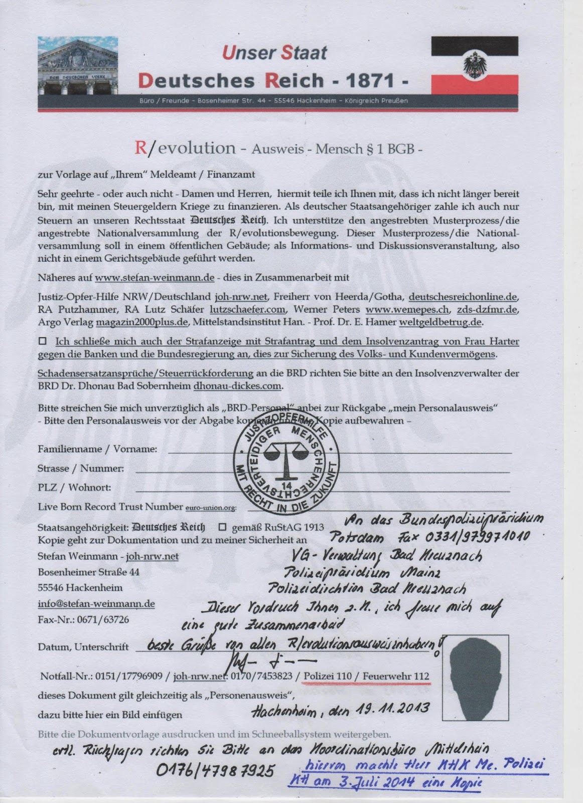 Excalibur - für die Freyheit: Evolutionsausweis an die Polizei / das ...