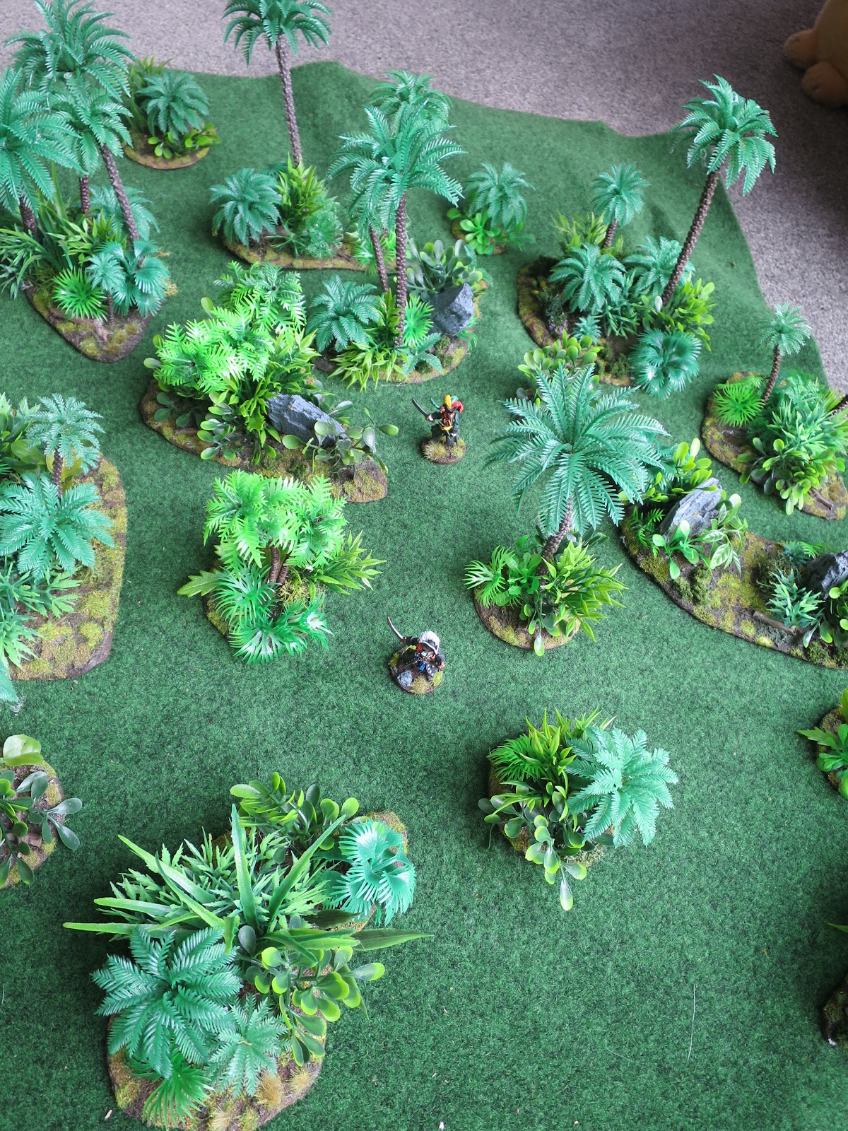 Four Colour Super Minis: Jungle Terrain Work In Progress