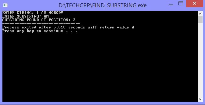 C Program To Find Substring In A Given String Devcppgcc Techcpp