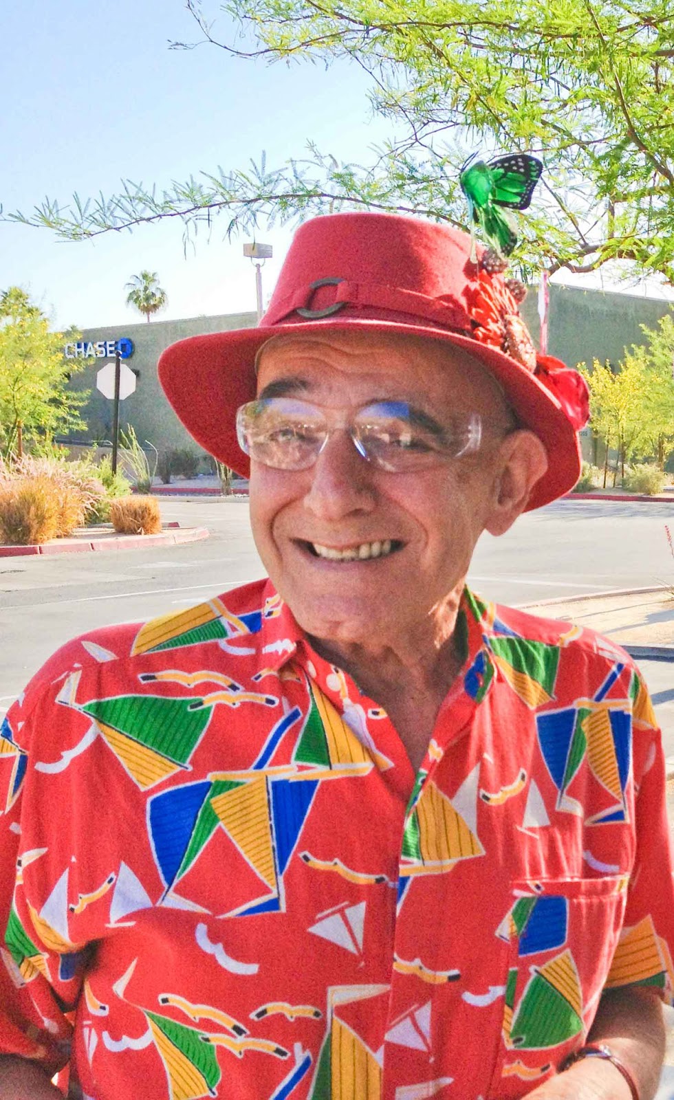Man with Red Hat in Palm Springs