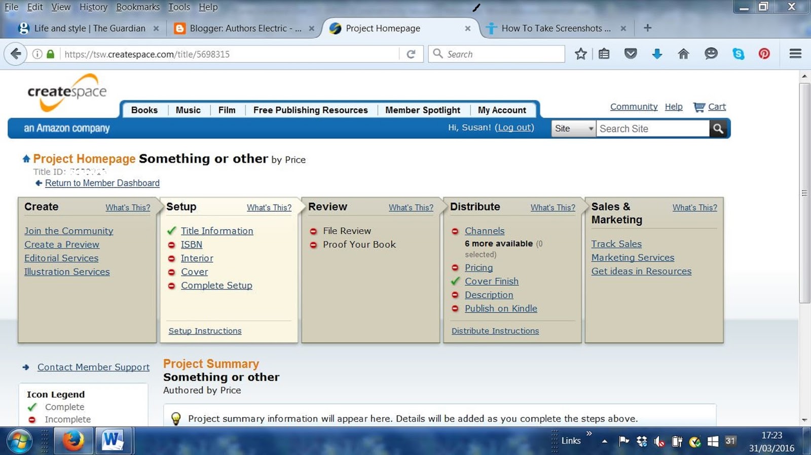 Publishing with CreateSpace by Susan Price