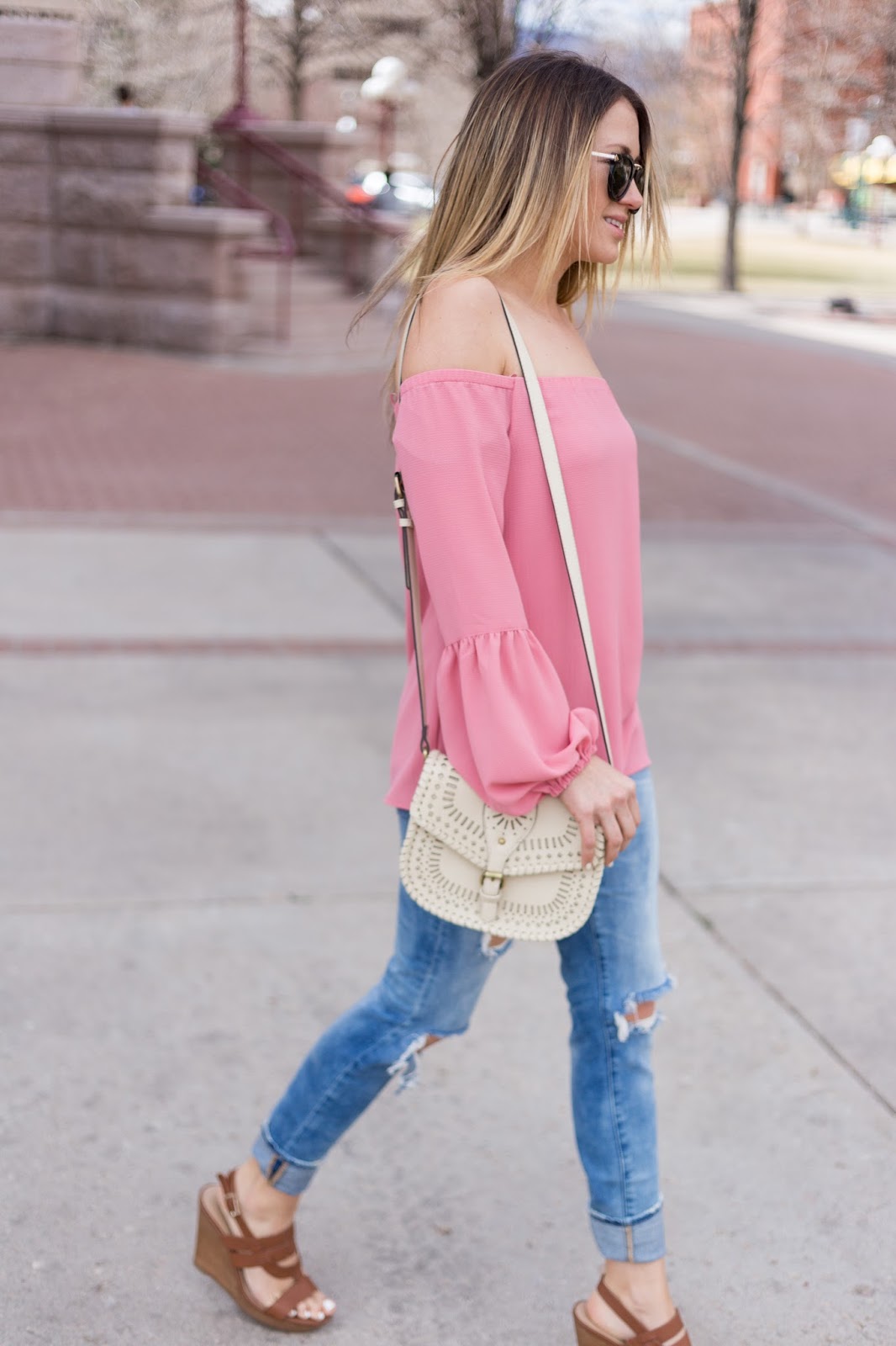 Pink Off The Shoulder Top - Leah Behr