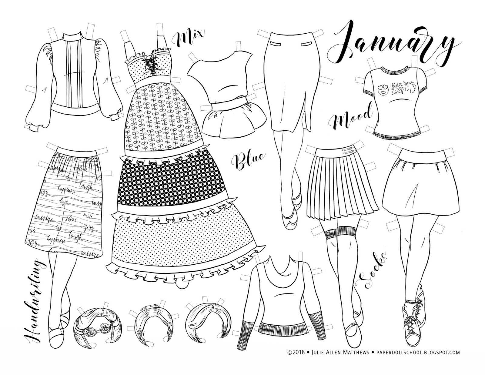 Paper Doll School: January Paper Doll - Set 6