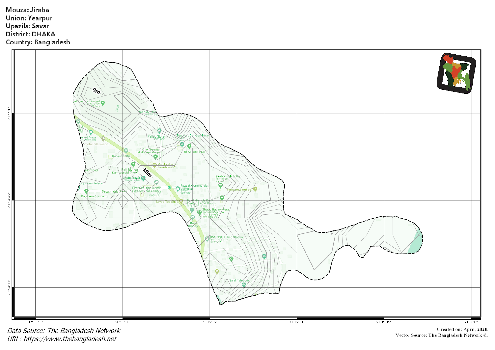 Map of Jiraba Mouza, Savar, Dhaka