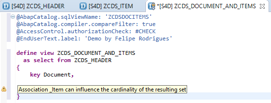 SAP ABAP Central: Consume data from an ABAP CDS association via INNER JOIN