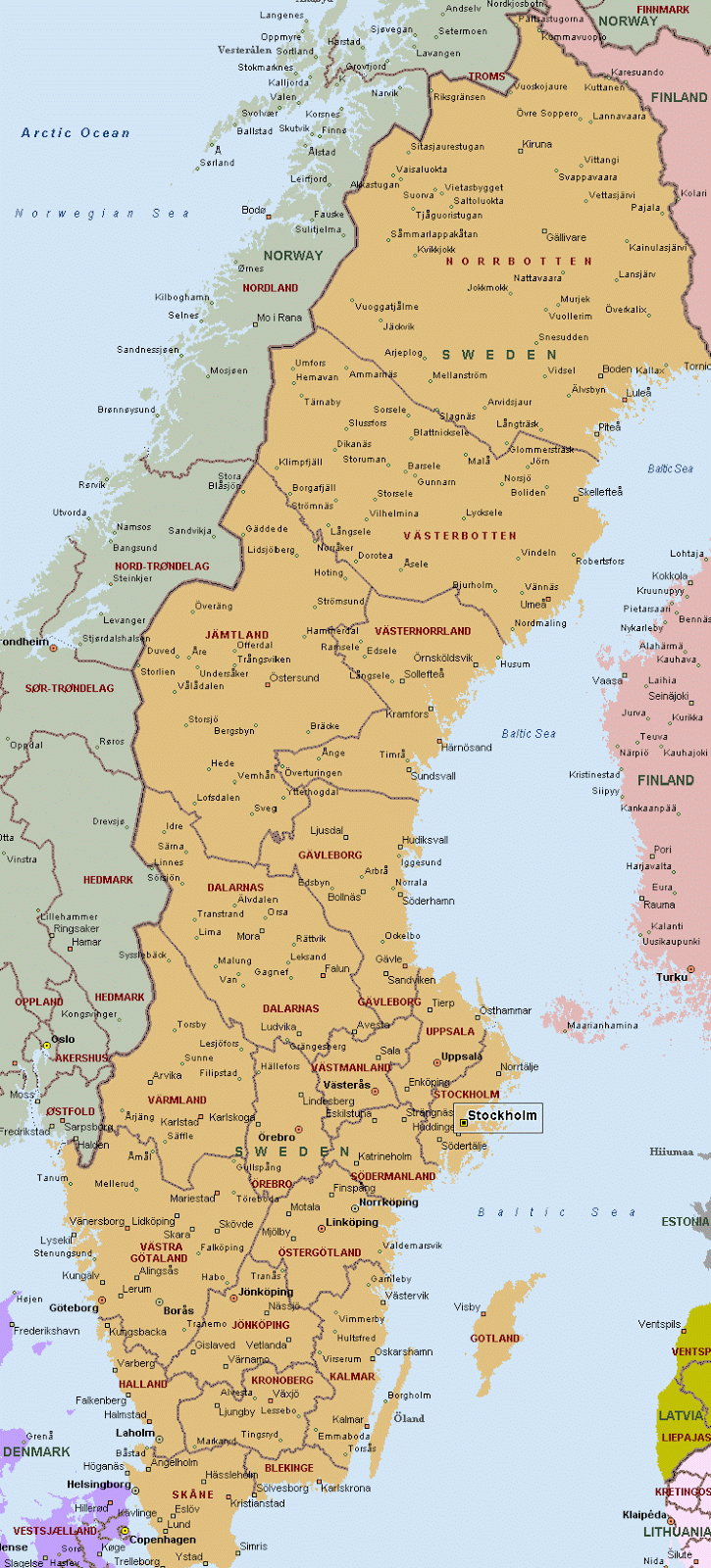 Suécia | Mapas Geográficos da Suécia