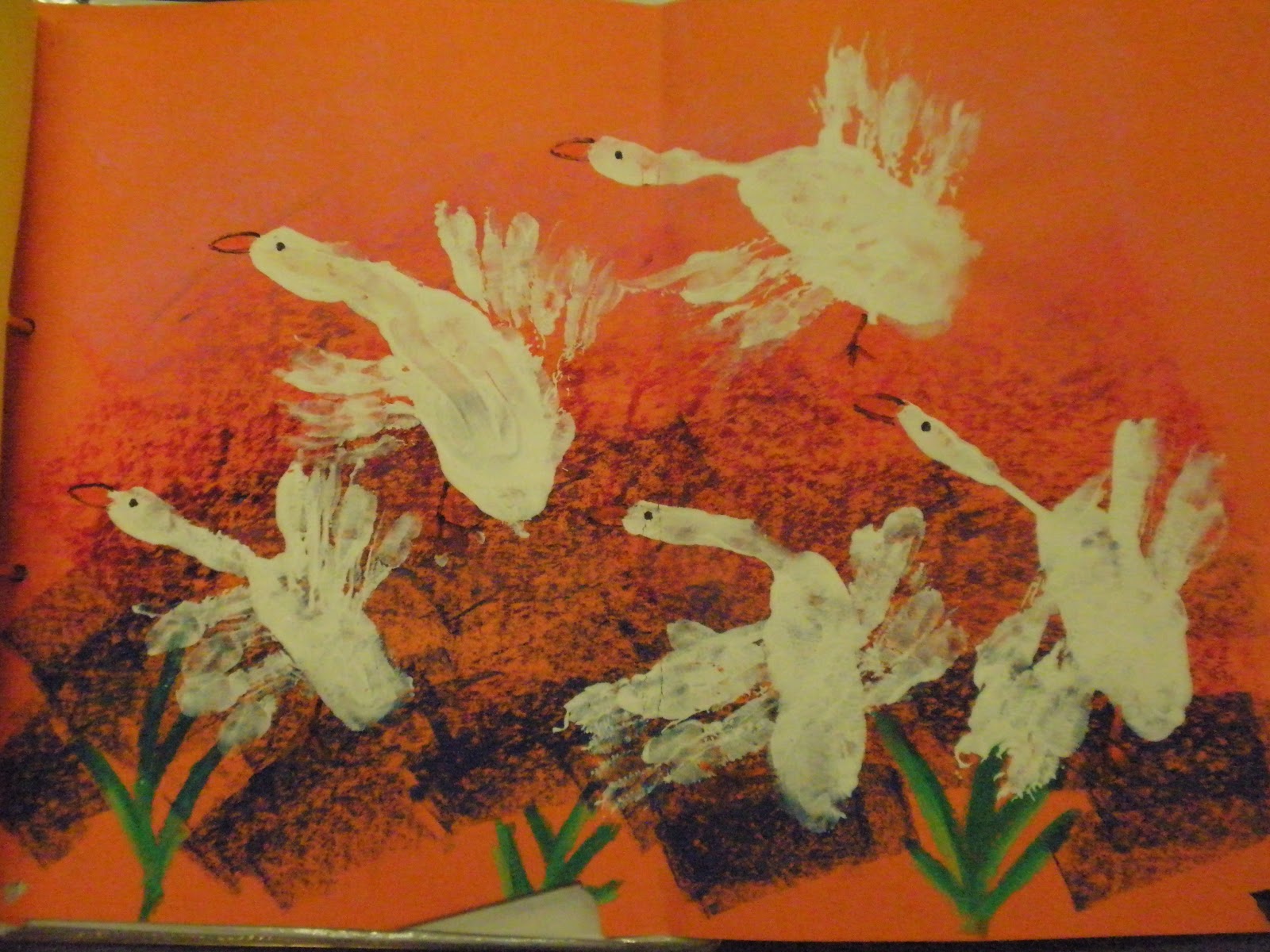 Art with Mrs Baker: Wild Geese Handprint Paintings