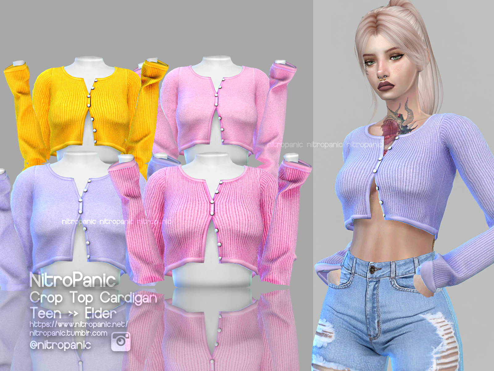 Crop Top Cardigan for The sims 4