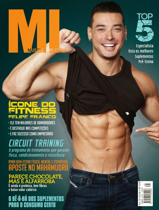 Ícone do Fitness, Felipe Franco mostra barriga tanquinho em capa de revista