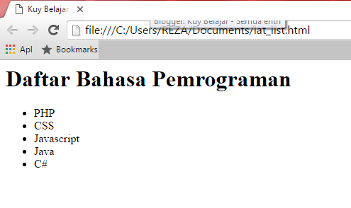 Cara Membuat Daftar/List di HTML