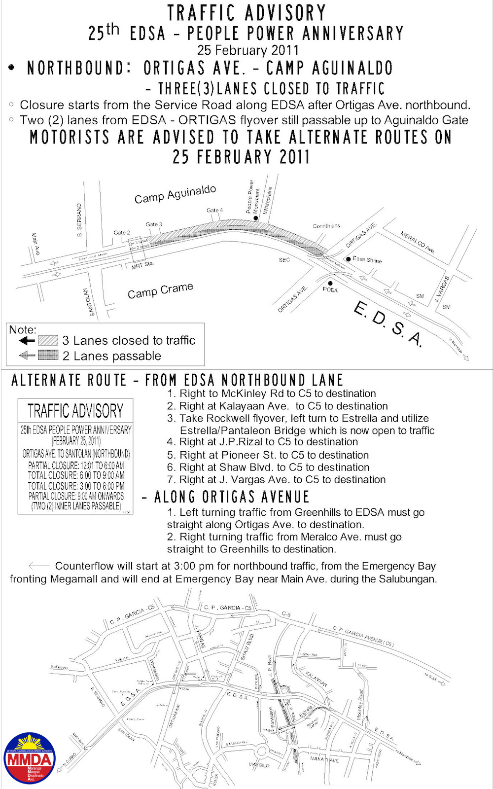 DILIMAN DIARY: Today's EDSA 25 Traffic Rerouting Plan