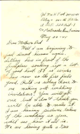 Shades of Frost: Letters Home WWII (15) May 29 1945