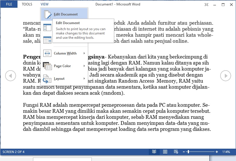 Cara Menggunakan Read Mode Di Word 2013