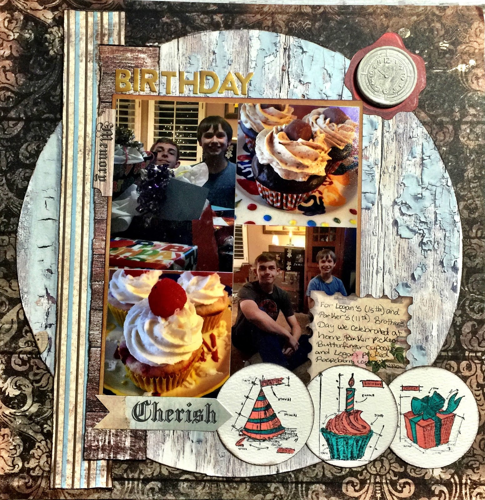 Scrappy Cafe: Masculine Birthday Layout