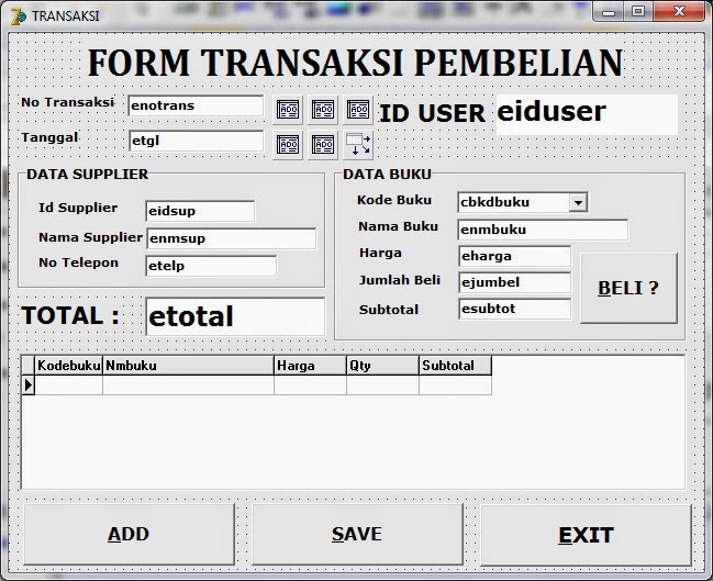DELPHIE - PROJECT BUKU ( DATABASE ACCESS , FORM SUPPLIER , FORM BUKU ...
