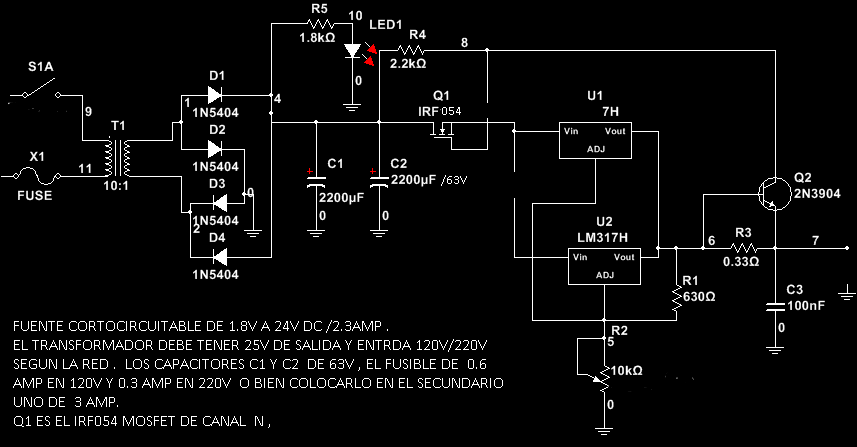 Aprendiendo con Sergiouasd: FUENTE VARIABLE CORTOCIRCUITABLE