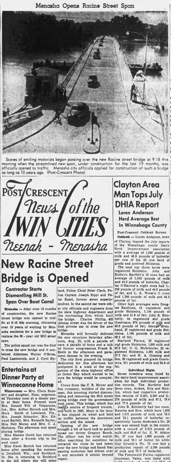 MENASHA: Racine Street Bridge Opens MENASHA: Racine Street Bridge Opens