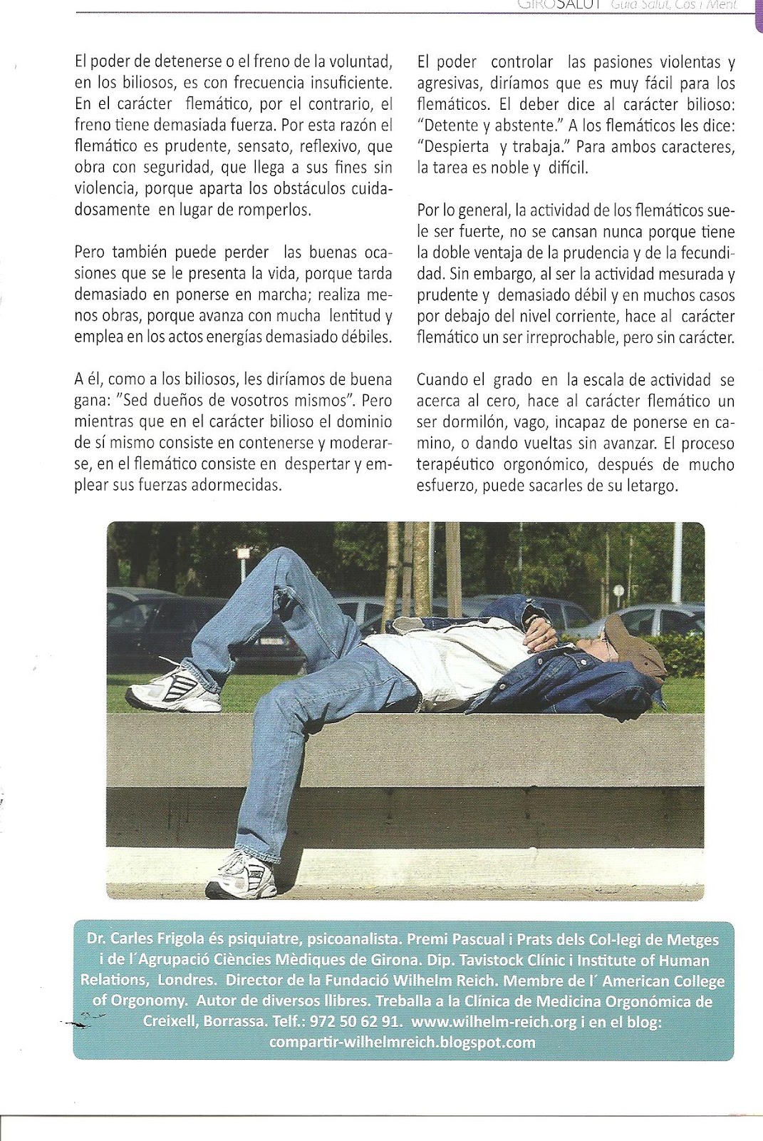 Compartir-WilhelmReich: LA MEDICINA ORGONÓMICA - El CARÁCTER FLEMÁTICO