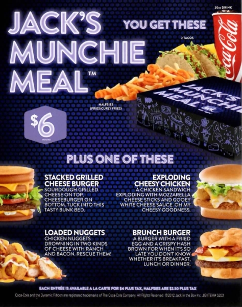Fast Food Tray Liners: Jack's $6 Munchie Meal