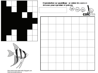 Maternelle: Reproduction sur quadrillage : des poissons