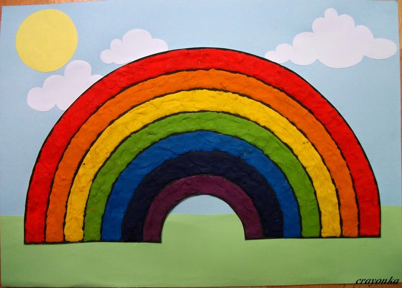Prace plastyczne - Kolorowe kredki: Tęcza wykonana różnymi technikami ...