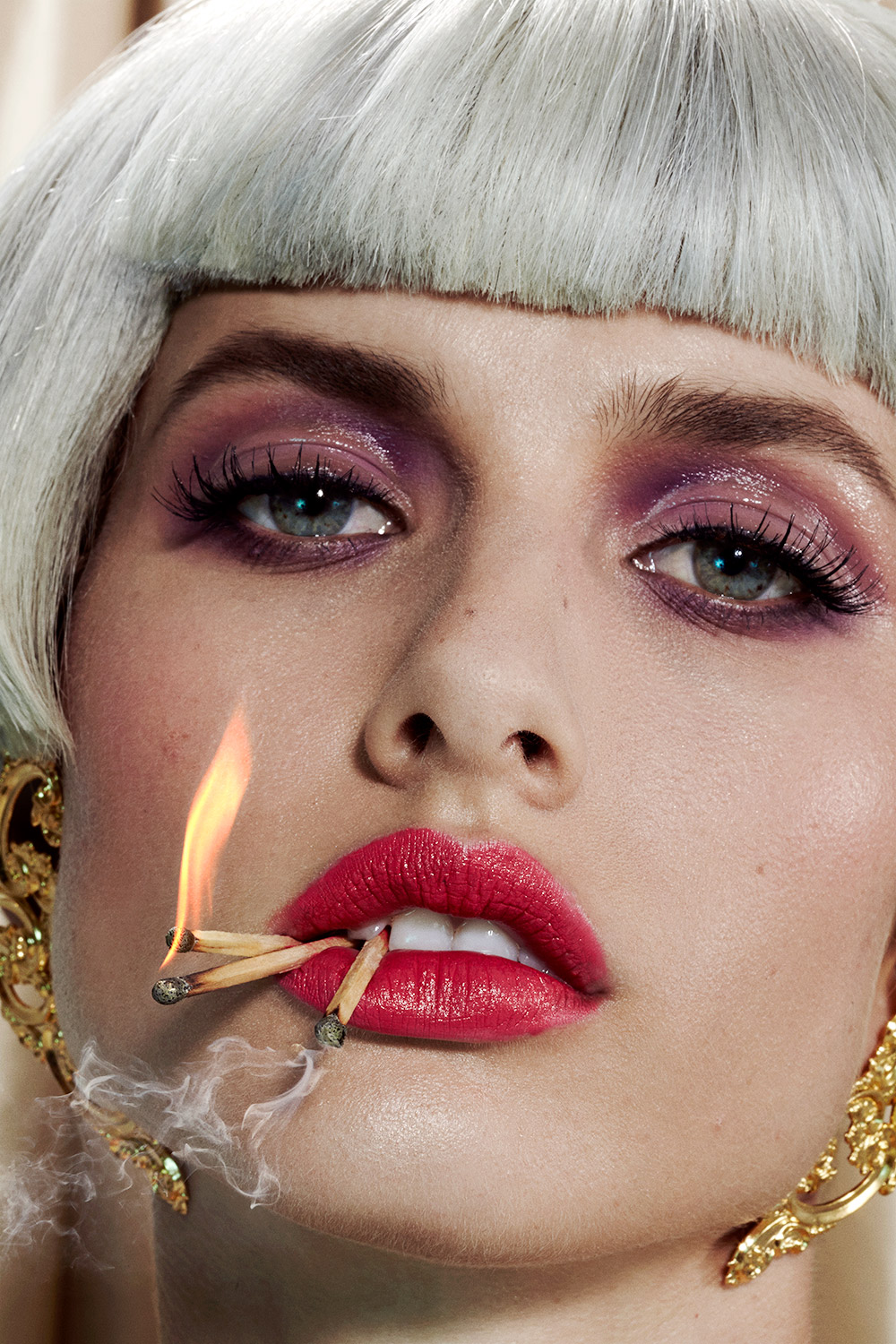 Dangerous Beauty- Lips Flames Fire Razors Vice Saw Blade Broken Glasses ...