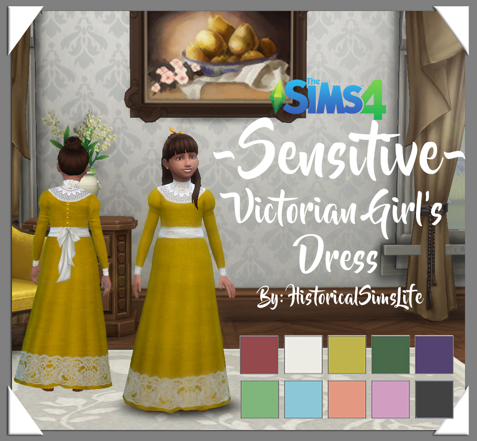 TS4: Sensitive Victorian Girls Dress | History Lover's Sims Blog