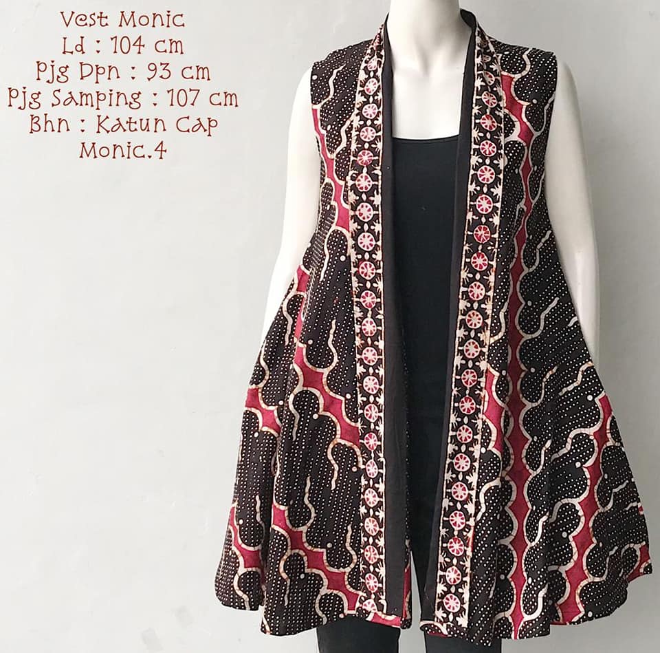 Cardi Outer Vest Batik Tanpa Lengan Monic - Batik Bagoes Solo