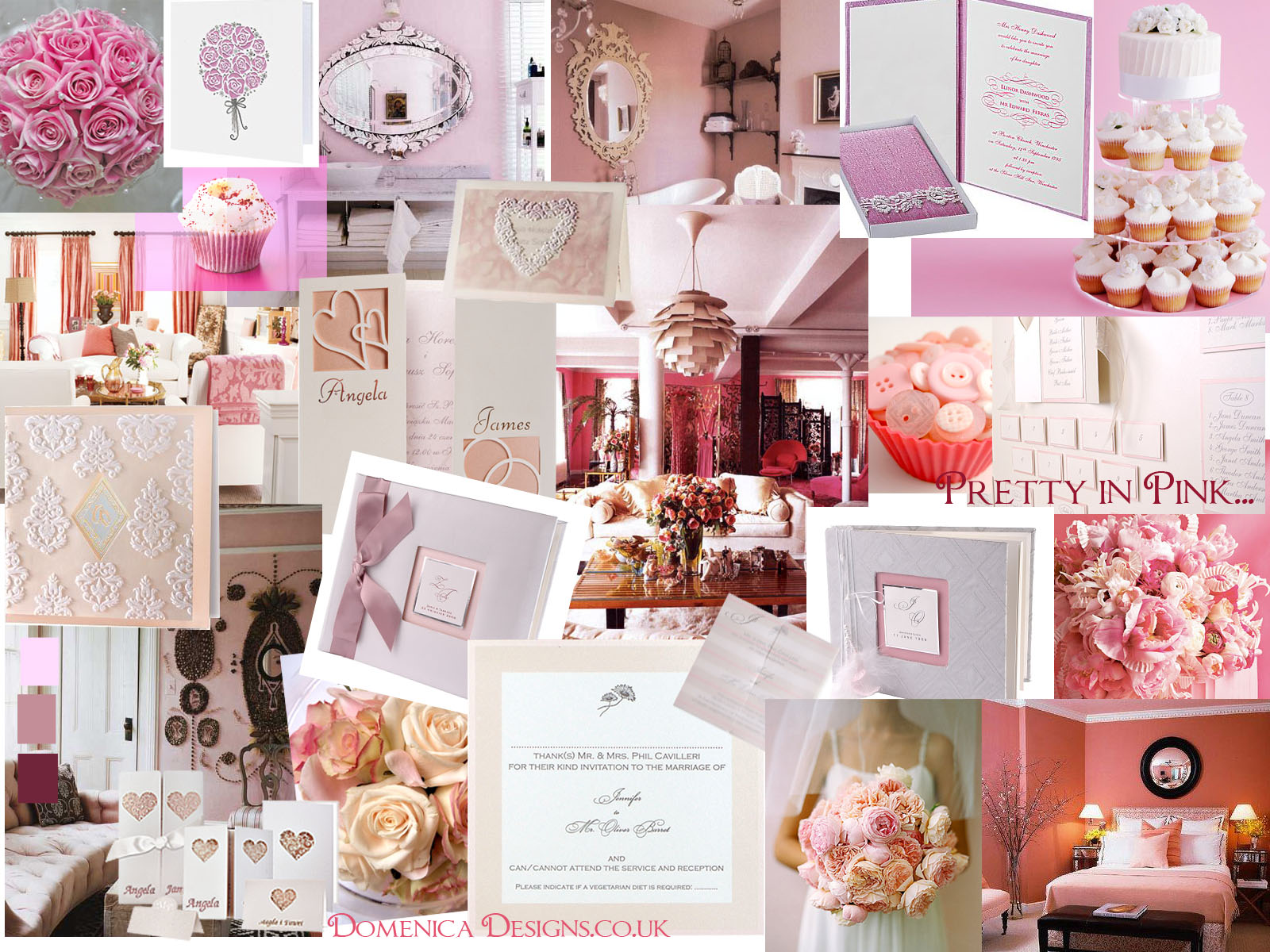 Color schemes, Table decorations, Pink